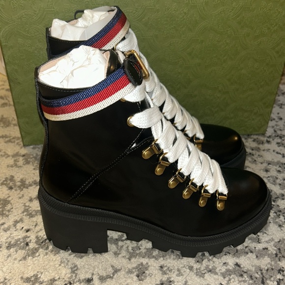 Gucci | Shoes | Gucci Leather Ankle Boots With Sylvie Web | Poshmark